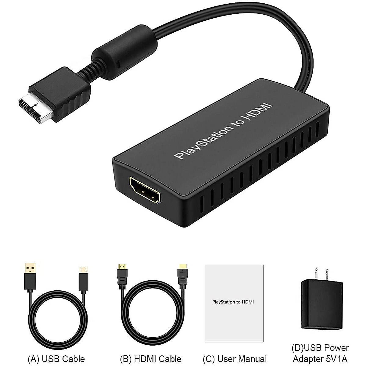 Y.D.F PS2 to HDMI Converter Adapter, PS2 HDMI Video Converter PS2 HDMI Converter with 3ft HDMI Cable for Sony PlayStation 2/ PlayStation 1/ PlayStation 3 (PS2 & PS1& PS3)