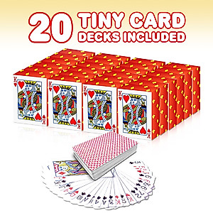Gamie Mini Playing Cards - Pack of 20 Decks - Poker Cards - Miniature 1.5 Inch Card Set - Small Casino Game Cards for Kids, and Adults - Great Novelty Gift, Party Favor for Boys and Girls