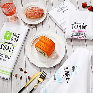 Laumoi 4 Pieces Christian Gifts for Women Men, Bible Verse Scripture Kitchen Towels with Inspirational Thoughts and Prayers, Religious Housewarming Gift New Apartment Dish Towels for Friends Family