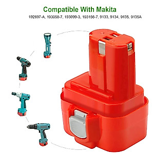 Hanaix 3.5Ah Replacement for Makita 9.6V Battery PA09 9100 9100A 9120 9122 9133 9134 9135 9135A 192595-8 192596-6 192638-6 193977-7 Ni-MH Battery