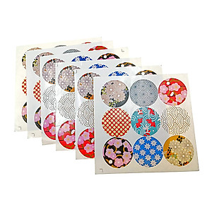 ALIMITOPIA Japan Style Sealing Sticker,Round Japanese Traditional Pattern Self-Adhesive Universal Sealing Paster Gift Packing Decorative Labels Envelope Seals(10 Sheets,90pcs)
