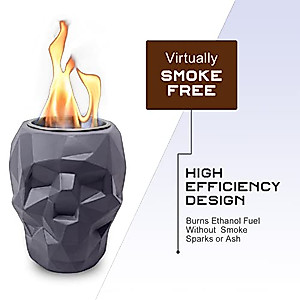 BRIAN & DANY Tabletop Fire Pit, Portable Alcohol Fireplace Indoor/Outdoor - Dark Grey