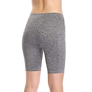 CADMUS High Waisted Compression Shorts for Women Bike Shorts Workout Running Shorts Pockets,20,Dark Grey,Grey,Blue,Medium