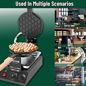 WantJoin Wil Bubble Waffle Maker, Hong Kong Egg Waffle Maker Machine With Non-stick Coating, Stainless Steel Pancake Maker 180° rotate, 1500W 110V Electric Cone Maker, 50-250℃/122-482℉ Adjustable