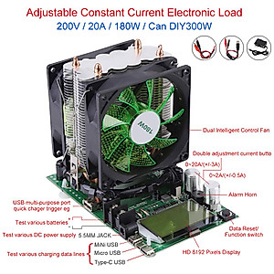 180W Constant Current Electronic Load,200V 20A Battery Tester Discharge Capacity for Electronic Constant Current Load, USB Tester and Cable Detector