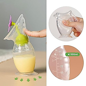 haakaa Manual Breast Pump with Suction Base and Flower Stopper Set for Breastfeeding (4oz/100ml)(Purple)