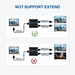 4K@60Hz HDMI Splitter 1x2, HDMI Splitter 1 in 2 Out for Dual Monitor, Supports Auto Scaling, HDCP 2.2, HDMI 2.0b, RGB 8:8:8, HDR 10, 3D for Xbox PS4/5 Fire Stick Cable Box(HDMI Cable NOT Include)