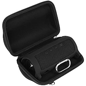 Khanka Hard Travel Case + Silicone Case Replacement for JBL Flip 6 Waterproof Portable Bluetooth Speaker (black)