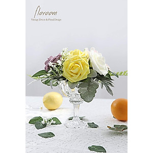 Floroom Artificial Flowers 50pcs Realistic White Foam Fake Roses with Stems for DIY Wedding Bouquets Baby Shower Centerpieces Floral Arrangements Party Tables Home Decorations