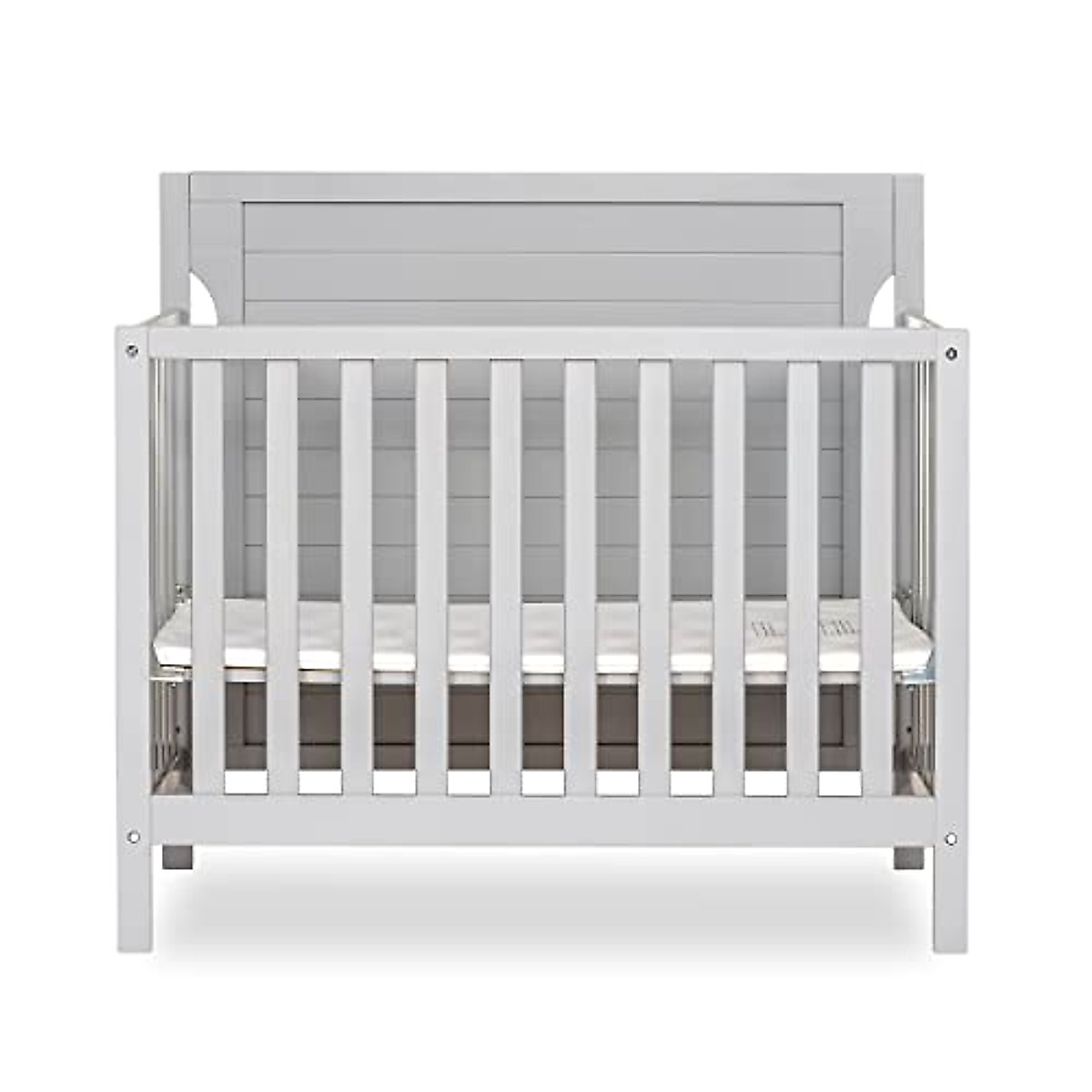 Dream On Me Bellport 4 in 1 Convertible Mini/Portable Crib in Pebble Grey, Non-Toxic Finish, Made of Sustainable New Zealand Pinewood, with 3 Mattress Height Settings