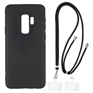 Shantime Samsung Galaxy S9 Plus Case + Universal Mobile Phone Lanyards, Neck/Crossbody Soft Strap Silicone TPU Cover Bumper Shell for Samsung Galaxy S9 Plus (6.2”)