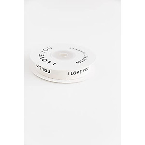 Sisterly Market I Love You, Cotton Herringbone Custom Ribbon Natural 10 Yards, 58