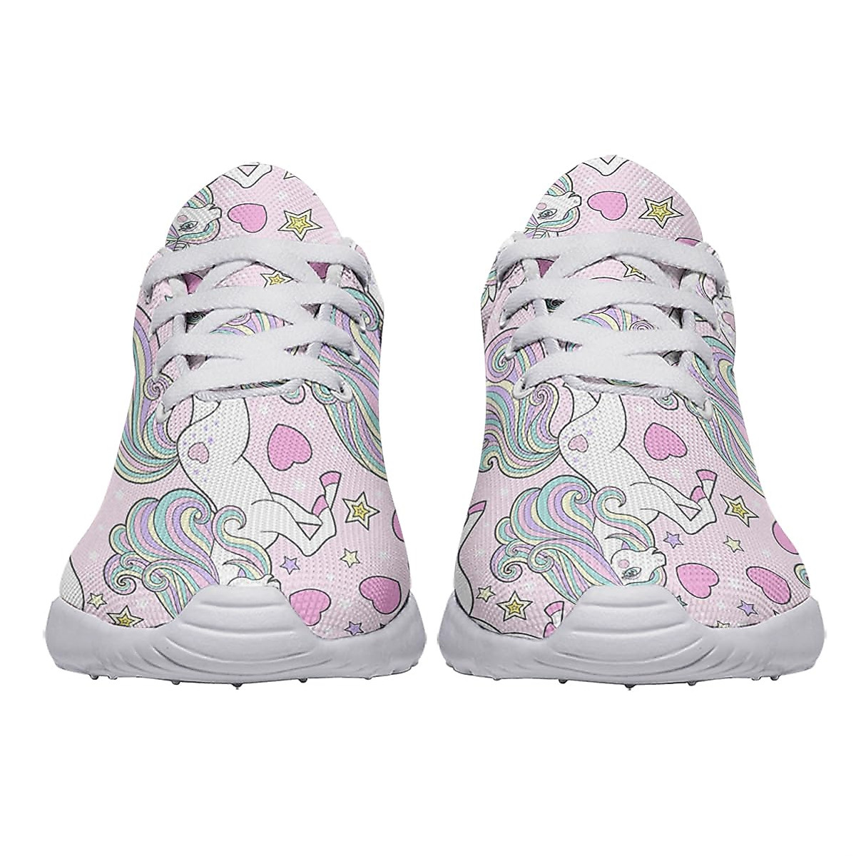 Unicorn Shoes for Women Tennis Running Shoes Cute Unicorn with Rainbow Sneakers Gifts for Girls Ladies White Size 5