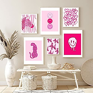 MeleBase Preppy Room Decor Aesthetic Preppy Wall Decor Preppy Posters 8*10in & 4*6in Preppy Wall Collage Kit 110Pcs Trendy Room Decor Preppy Stickers Preppy Pictures (Hot pink)…