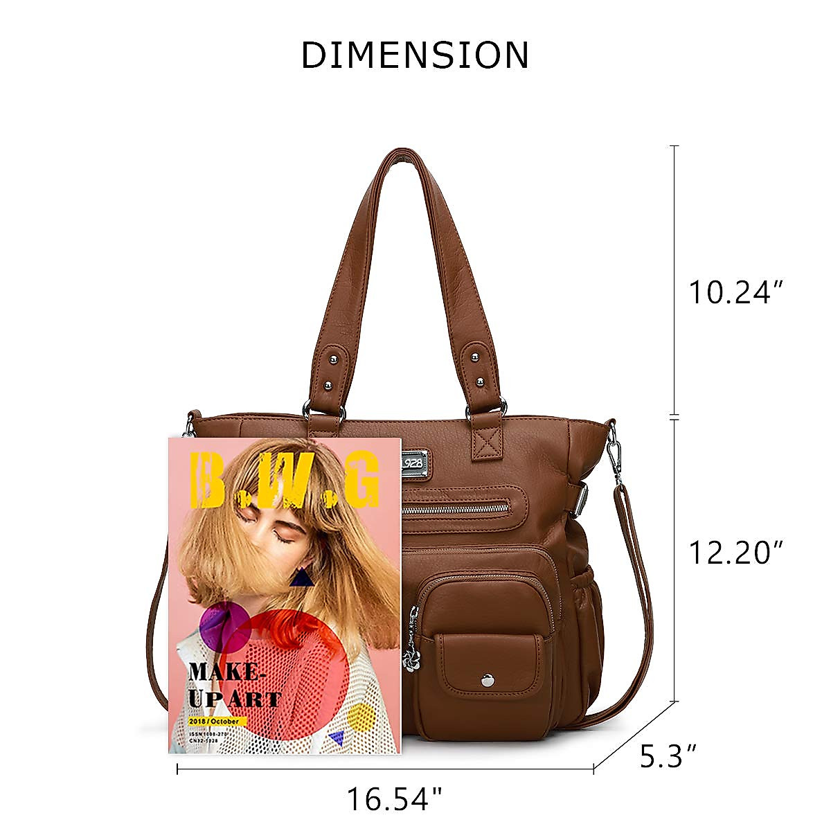 KL928 Large Purses for Women Shoulder Bag Tote Handbags Stylish Vegan Leather Hobo Bags Ladies (A-Brown-2)