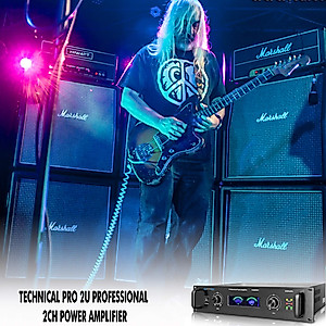 Technical Pro 6000 Watts Professional Portable PA System, 2 Channel Digital Stereo Power Amplifier with Dual Cooling Speed Fans for Home Speaker System