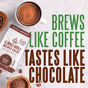 Crio Bru Brewed Cacao Double Chocolate Light Roast - Coffee Alternative Natural Healthy Drink | 100% Pure Ground Cacao Beans | 99.99% Caffeine Free, Keto, Low Carb, Paleo, Non-GMO (10 Ounce (Pack of 1))