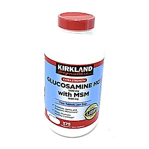 Kirkland Signature Extra Strength Glucosamine HCI 1500mg With MSM 1500 mg 375 Tablets