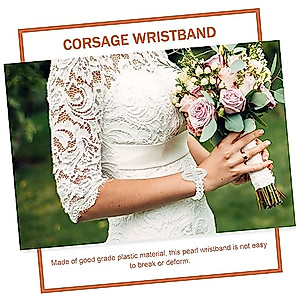 EXCEART 15pcs Bridal Wrist Pearls Bracelet for Mom Stretch Bracelet Flowers Decoration Corsage Stretch Pearl Wedding Wristband Corsage Wristlet Wedding Party Supply Wrist Ornament Bride