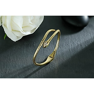 Presentski Snake Bracelets Gold Open Bangle Cuff Bracelet Snake Jewelry for Women Serpent Wrap Bypass Bracelet Adjustable