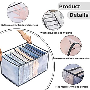 Drawer Organizers for Clothing Topcci Wardrobe Clothes Organizer, Washable Foldable Clothes Drawer Organizer Compartment Storage Box for Thin Jeans, Leggings, Underwear, Socks, T-Shirts (Gray,7 Grids)
