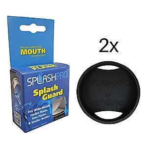 BottlePro SplashPro - Splash Guard Compatible with 32 and 40 Ounce Hydro Flask, Iron Flask, Takeya, ThermoFlask (2-Pack) (Black)