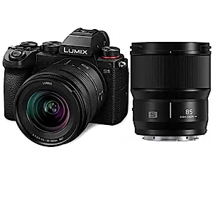 Panasonic Lumix DC-S5 Mirrorless Digital Camera with Lumix S 20-60mm f/3.5-5.6 and LUMIX S 85mm f/ 1.8 L-Mount Lens