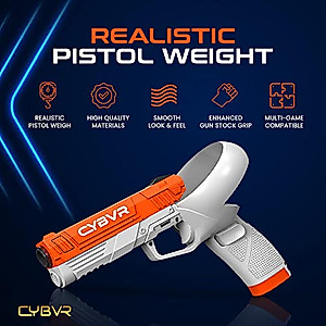 CYBVR Weighted Gun Stock Pistol Grip for the Meta Quest 2, Meta Quest 2 Accessories, Customizable Pistol Weight Feels Real in FPS Games, Oculus Quest 2 Accessories for Games Like Pistol Whip, SuperHot