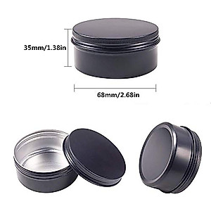 Healthcom 12 Packs 3 Oz Empty Jars 90ml Black Round Aluminum Tin Cans Screw Top Metal Steel Tins Lip Balm Tins Box Cosmetic Containers Storage Organization for Candles Salve Crafts Spice Tea Gift