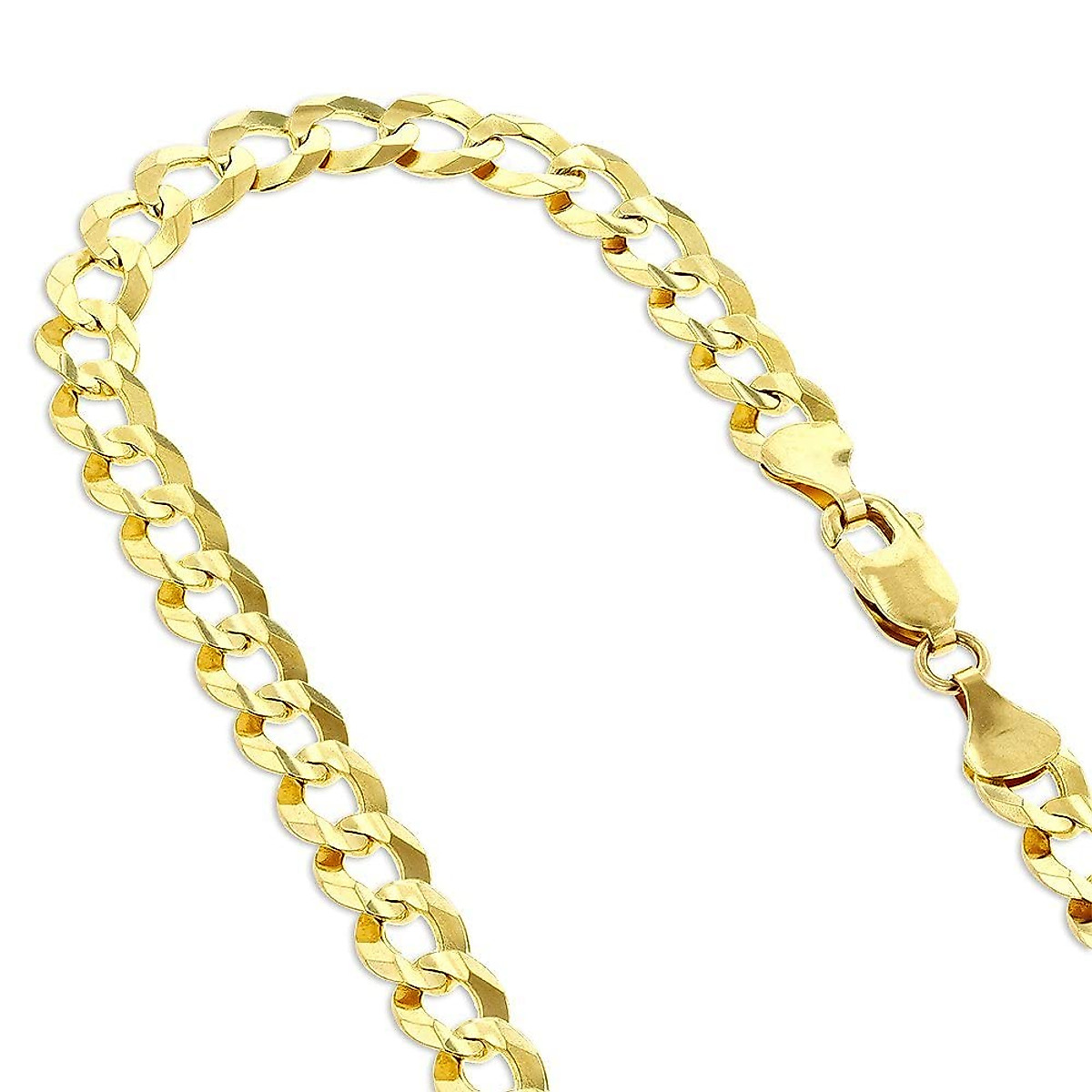 The Diamond Deal Mens 10k Hollow Yellow Gold 6.2mm Shiny Hollow Cuban Comfort Curb Cuban Chain Necklace For men for Pendants and Charms with Lobster-Claw Clasp (8",20" 22" or 24 inch)