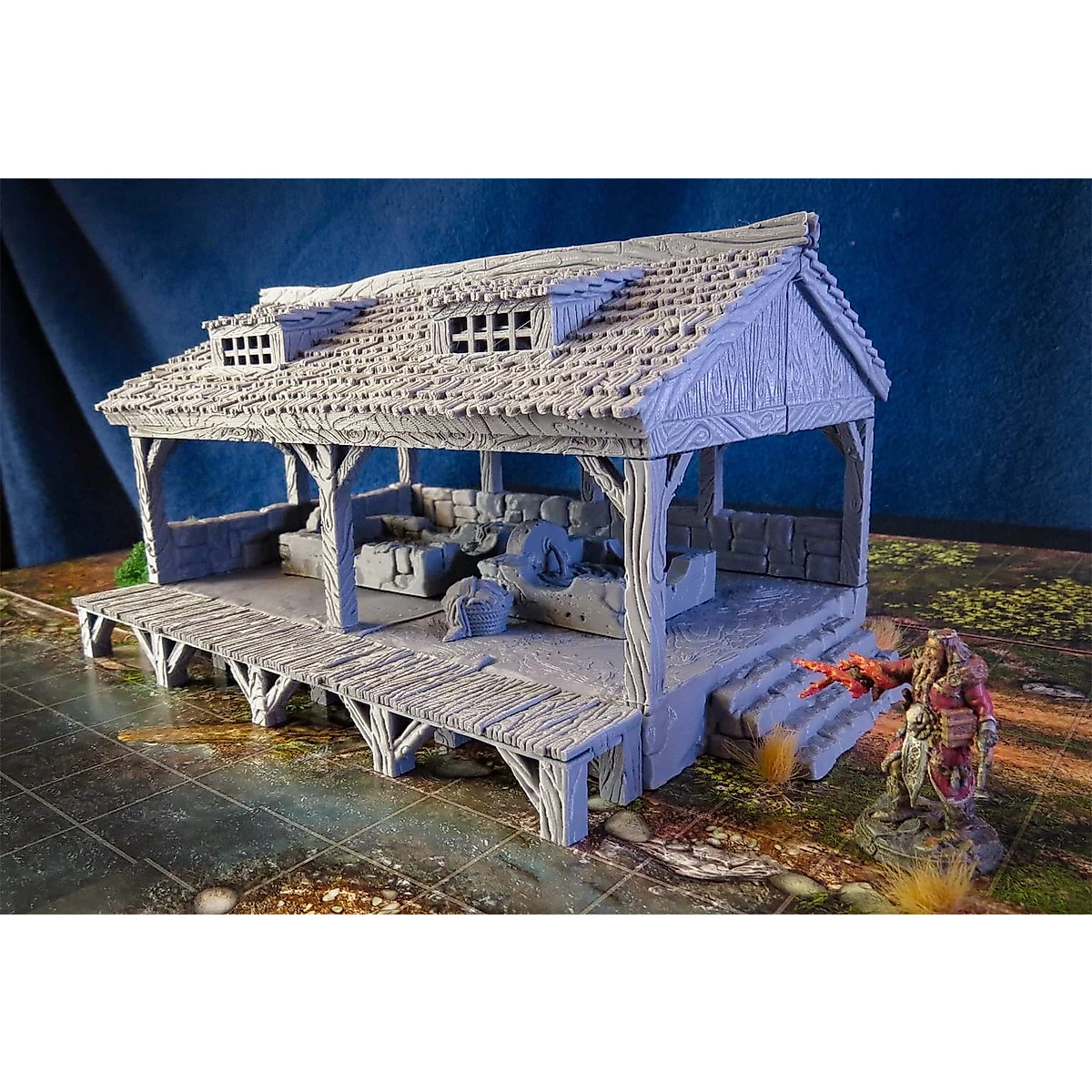 Washhouse and Woodcutter 28mm Scale Building for Medieval and Fantasy Village, DND Terrain 28mm for Dungeons and Dragons, D&D, Pathfinder, RPG, Age of Sigmar, Tabletop