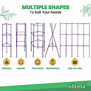 Large Tomato Cages for Garden - 48 Inches, 3-Pack Multifunctional Purple Tomato Plant Support for Vine, Vegetables, Fruits & Flowers with Adjustable Stake Arms - Non-Rusting with 328ft Twist Tie
