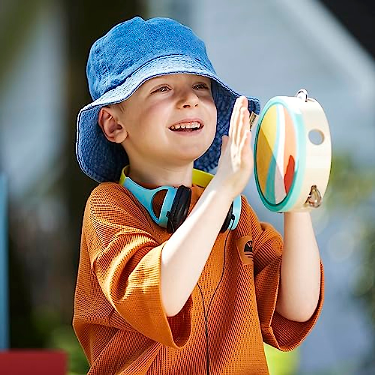 B. toys- Make a Melody- 9pc Wooden Musical Instruments – Xylophone, Tambourine, Harmonica – Drawstring Storage Bag – 2 Years +