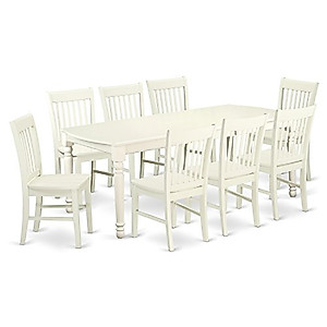 East West Furniture DONO9-LWH-W Dining Set, 9 Pieces
