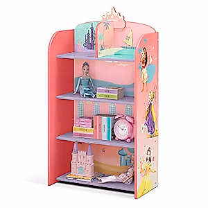 Disney Princess Wooden Playhouse 4-Shelf Bookcase for Kids by Delta Children - Greenguard Gold Certified, Pink