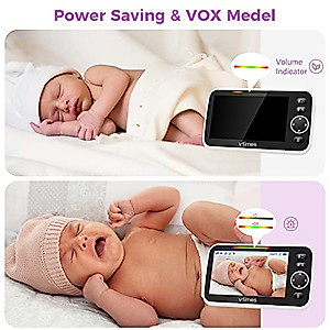 VTimes Baby Monitor Video Baby Monitor with Camera and Audio No WiFi 5" LCD Screen, Two-Way Audio, Night Vision,1000ft Range, 2X Zoom Temperature Display, Lullaby Elderly Pet