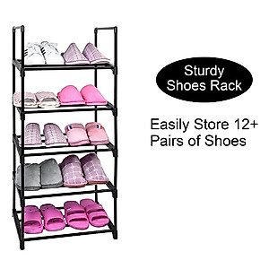 Easyhouse 5 Tier Metal Sturdy Shoe Rack, Narrow Shelf Organizer for Entryway, Closet, Bedroom