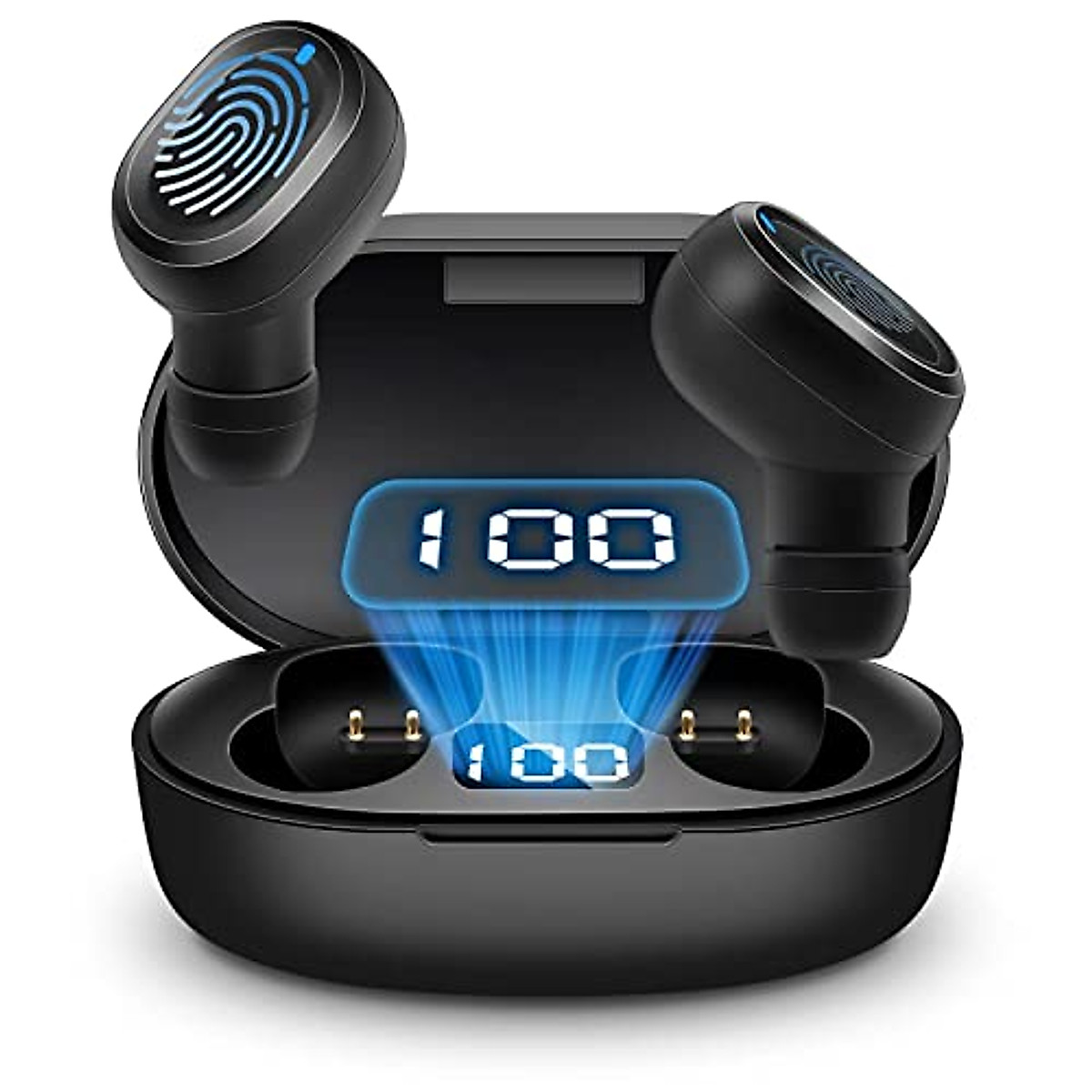 LCYDZ Wireless Earbuds Bluetooth, 5.2 Headphones, Noise Cancelling Earbuds Stereo Sound, Deep Bass & with Charging Case Air Buds Pro Touch Control,with Built-in Microphone Phone/Android/iOS, Black