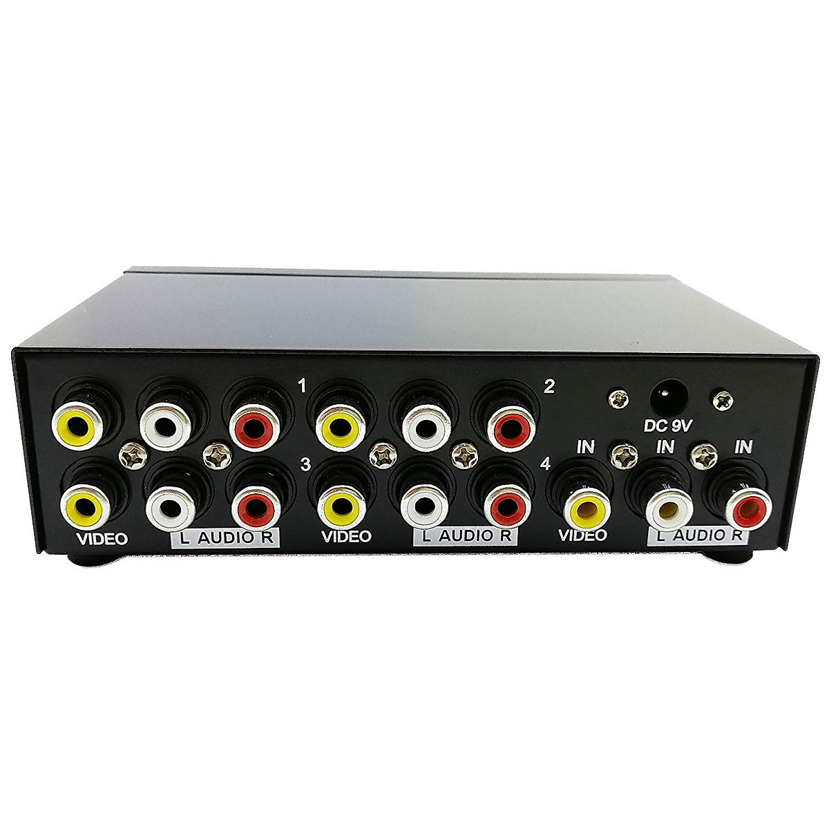 RCA Splitter with 4-Way Audio Video RCA Switch Box + RCA Cable, 4 Way Port Splitter RCA Audio Video AV Switch Box Game Selector (4 in 1 Out- B)