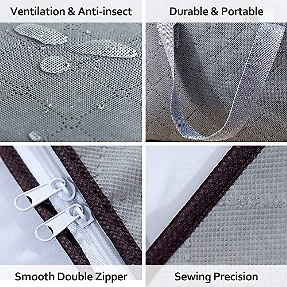 Daily Treasures Extra Large Blanket Bags, 4Pcs Fabric Clothes Storage Bags - with Clear Window & Reinforce Handles, Perfect for Blankets, Comfoters, Sweater Storage(Grey)