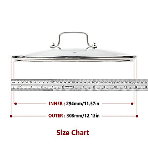 Antrader Tempered Glass Lid,12" Glass Covers for Pots,Pans and Skillets,1Set,Clear