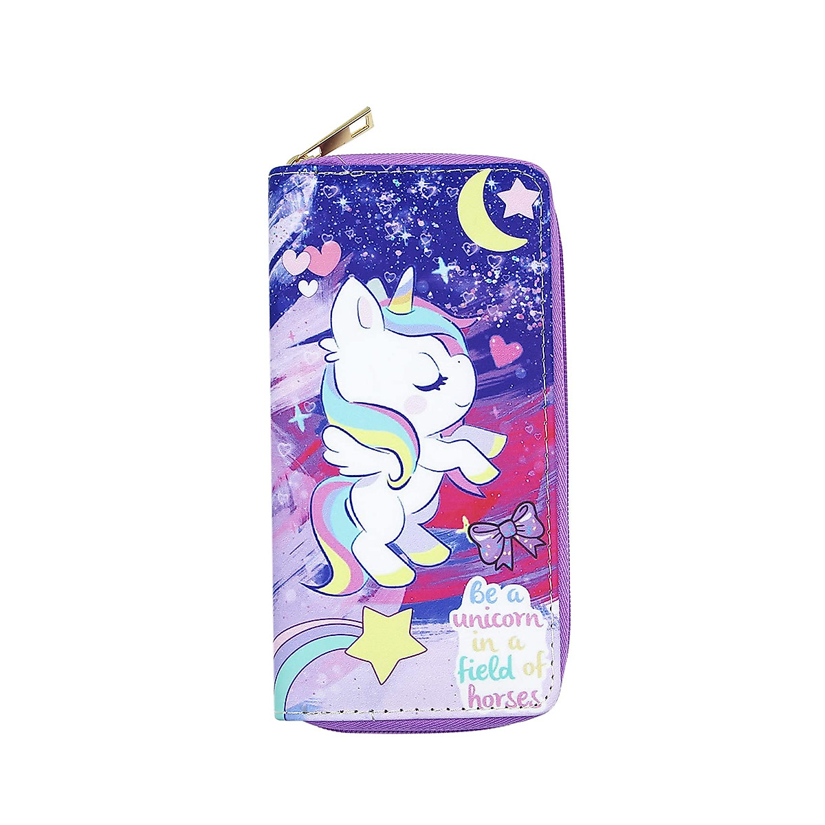 Women Long Purse Wallet Cartoon Unicorn Clutch Handbag Zipper Around Cute Card Holder Coin Purse for Teen Girls