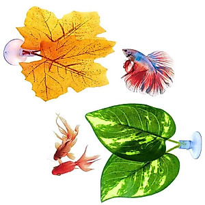 2 PCs Betta Fish Silk Leaf Pad Betta Fish Tank Accessories Aquarium Decor Silk Aquarium Plants…