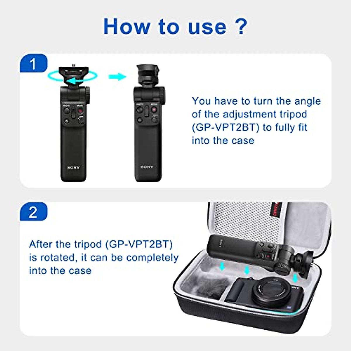 XANAD Hard Case for Sony ZV-1/Sony ZV-1F Camera with Vlogger Accessory Kit Tripod (GP-VPT2 BT) and Microphone - Travel Protective Carrying Storage Bag