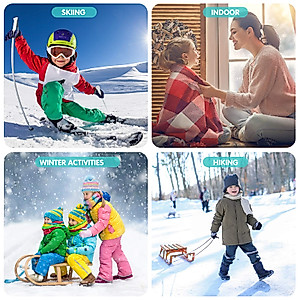 KUYOU Kids Ski Socks, 2 Pair Warm Long Knee High Snow Winter Skiing Snowboarding Skating Socks for Youth Boy Girl