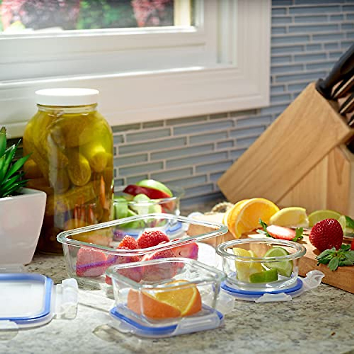 1790 Glass Food Storage Containers with Lids - 9 Pack - Glass Meal Prep Containers, Airtight Glass Lunch Boxes, Approved & Leak Proof Heat Resistant Up to 550℉ (18 Total Pieces)