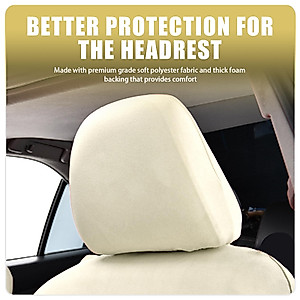 gunhunt Pack-2 Car Headrest Covers, Soft Dust-Proof Protector Covers, Seat Headrest Cover Replacement, Breathable Automobile Decoration Kit, Universal for Most Cars, Trucks, SUVs (Beige #Thick Model)