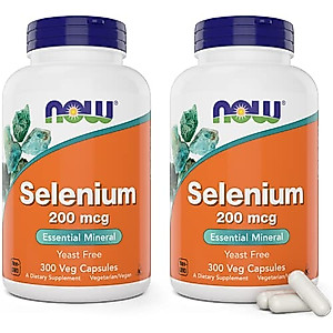 Now Foods Selenium 200mcg Capsules, 300 Count (Pack of 2) - L Selenomethionine Mineral Supplement for Women & Men - Veg Caps, Non-GMO, Vegan Friendly, Yeast-Free
