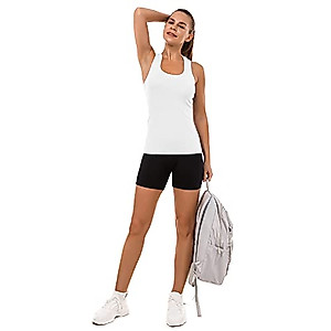 MathCat Workout Tops for Women Seamless Basic Sleeveless Muscle Tank Tops Racerback Athletic Yoga Running Daily Shirts(White,S)
