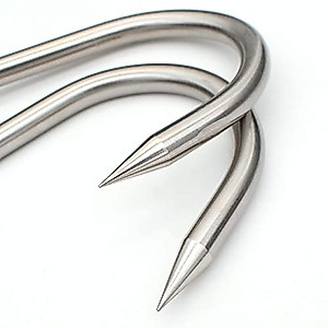 HONSHEN 8 Inch Meat Hook,8mm Heavy Duty S-Hooks Stainless Steel Meat Processing Butcher Hook (Meat Hooks 8inch8mm4p)